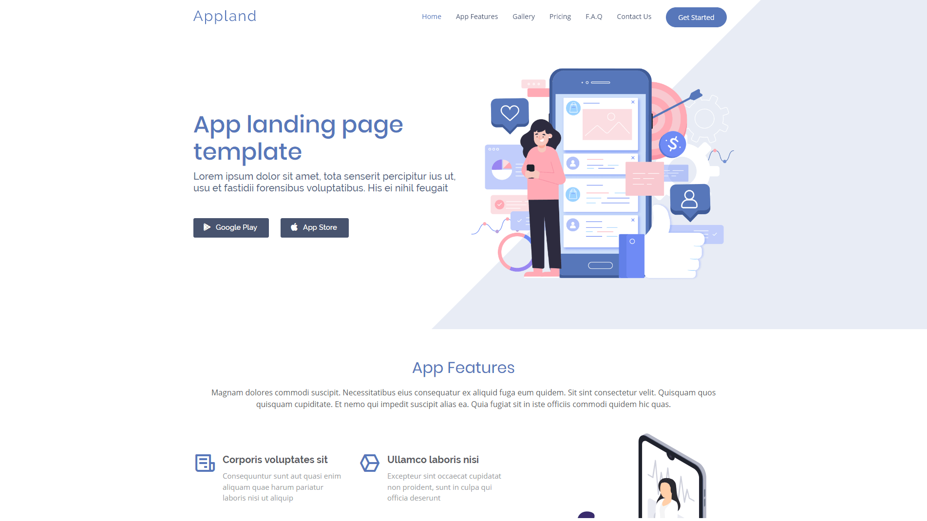 BootstrapTaste on Twitter: "Free #Bootstrap App landing page template ...