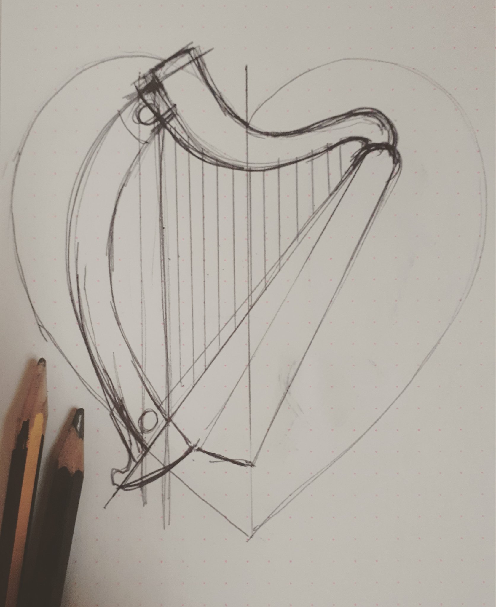 Irish Harp Drawing