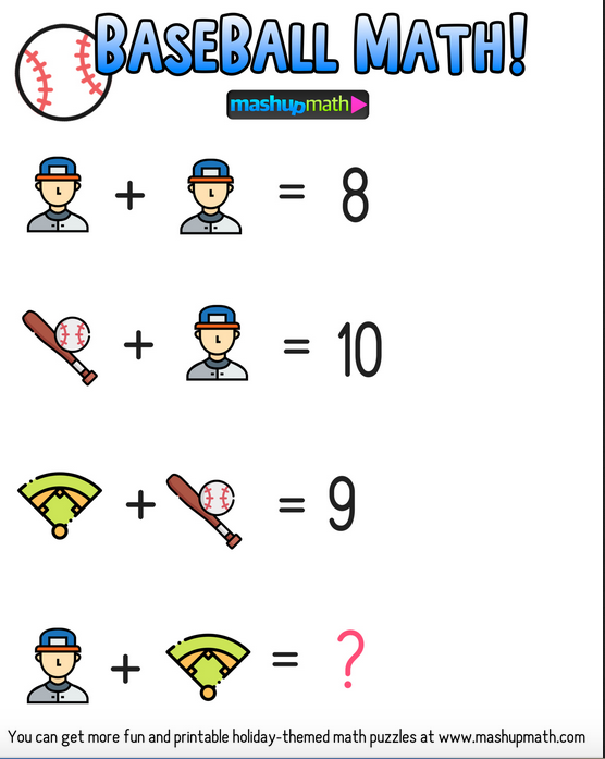 Baseball Math Worksheets