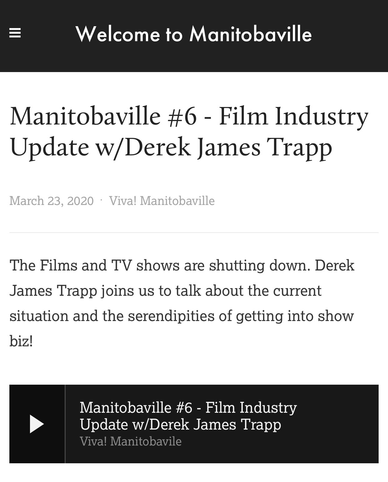 Derek James Trapp on Twitter: "I want to thank Mihangel Lloyd for having me on the Manitobaville ...
