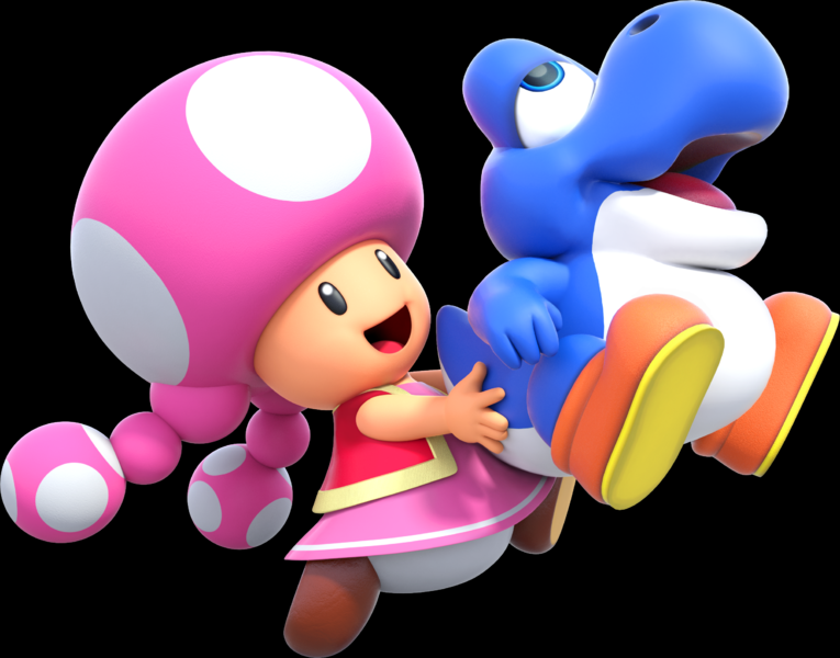 Yoshi And Toadette On Super Mario Bros, Mario, Mario And Luigi