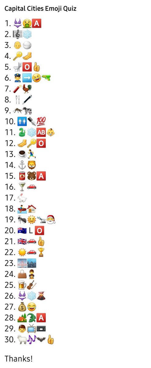 Geography Department on Twitter: "Capital cities emoji quiz!! 🌍…