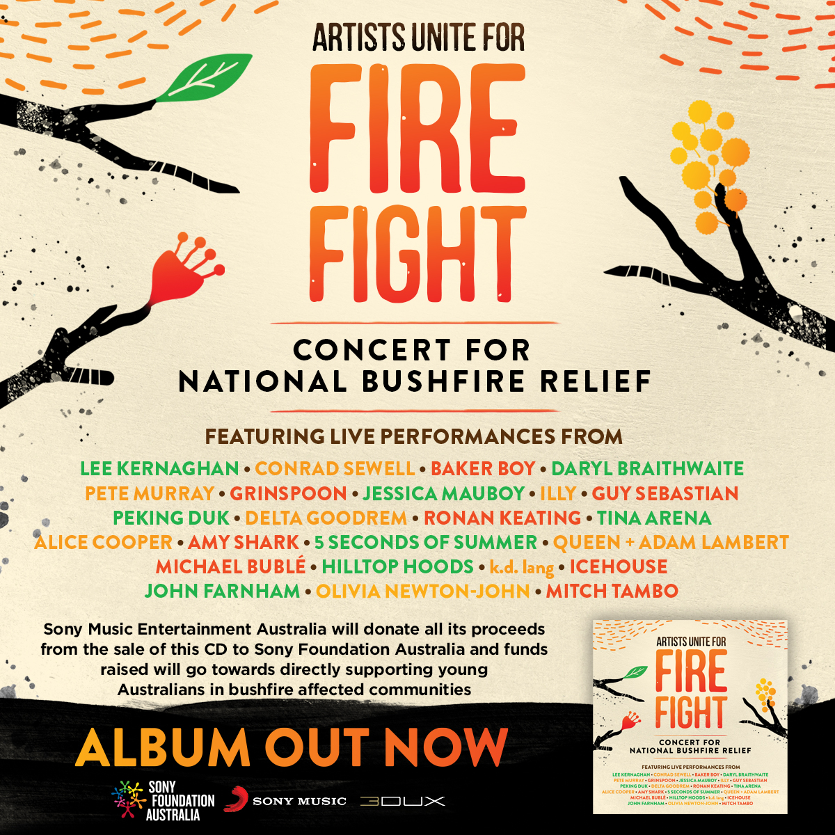 SonyMusicAU have released 'Artists Unite For Fire Fight: Concert For ...