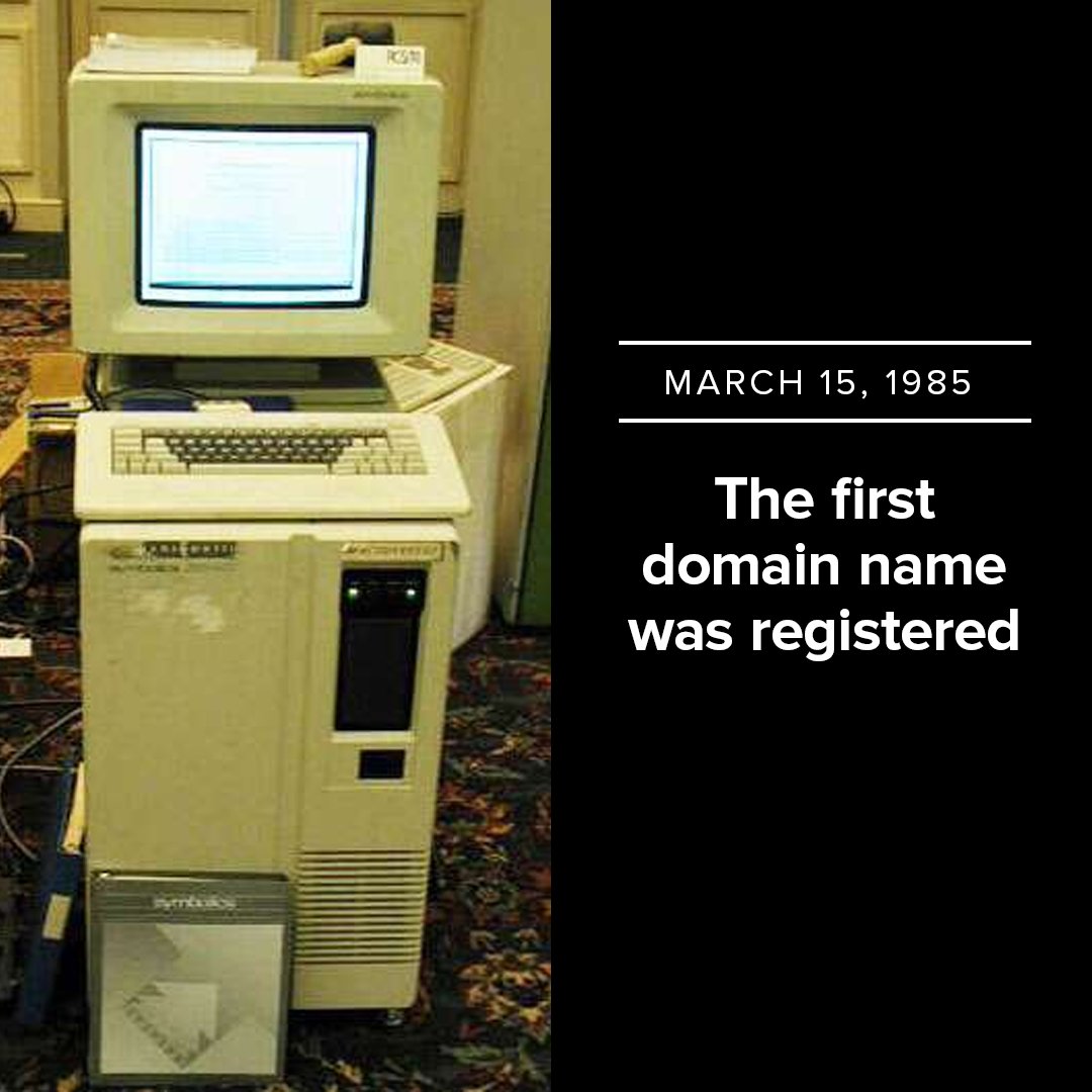 On this day in 1985, the first domain name was registered to . Do you ...
