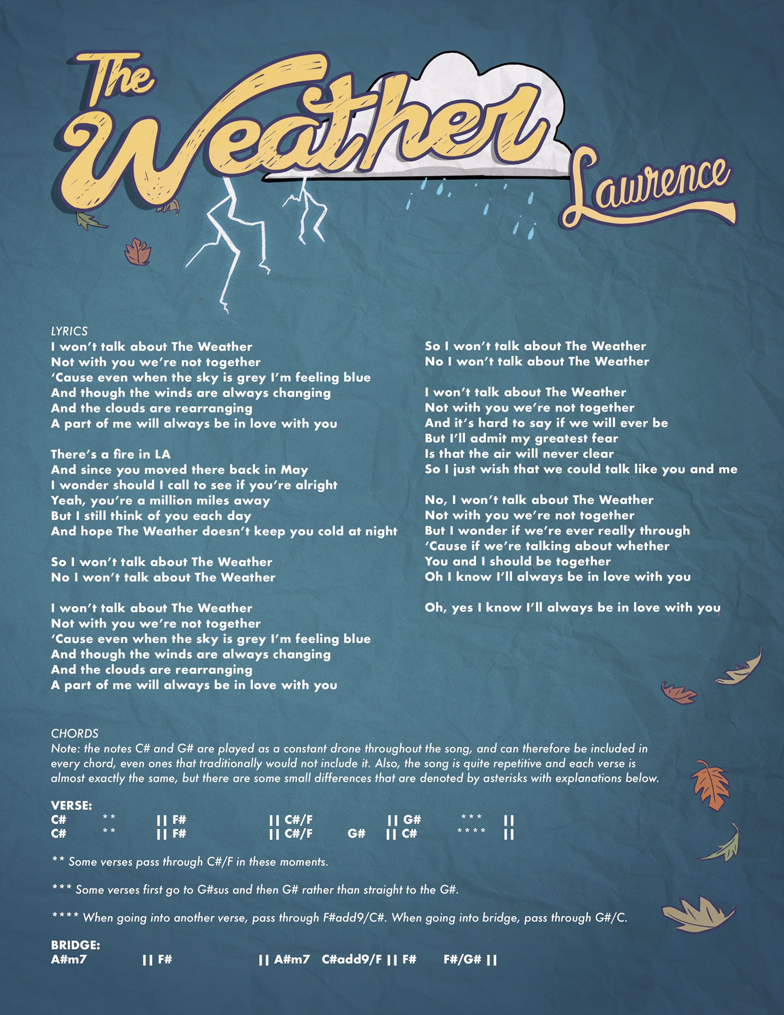Lawrence on Twitter: "“The Weather” LYRIC & CHORD SHEET! Bring on the ...