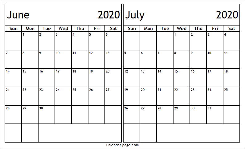 June And July Calendar
