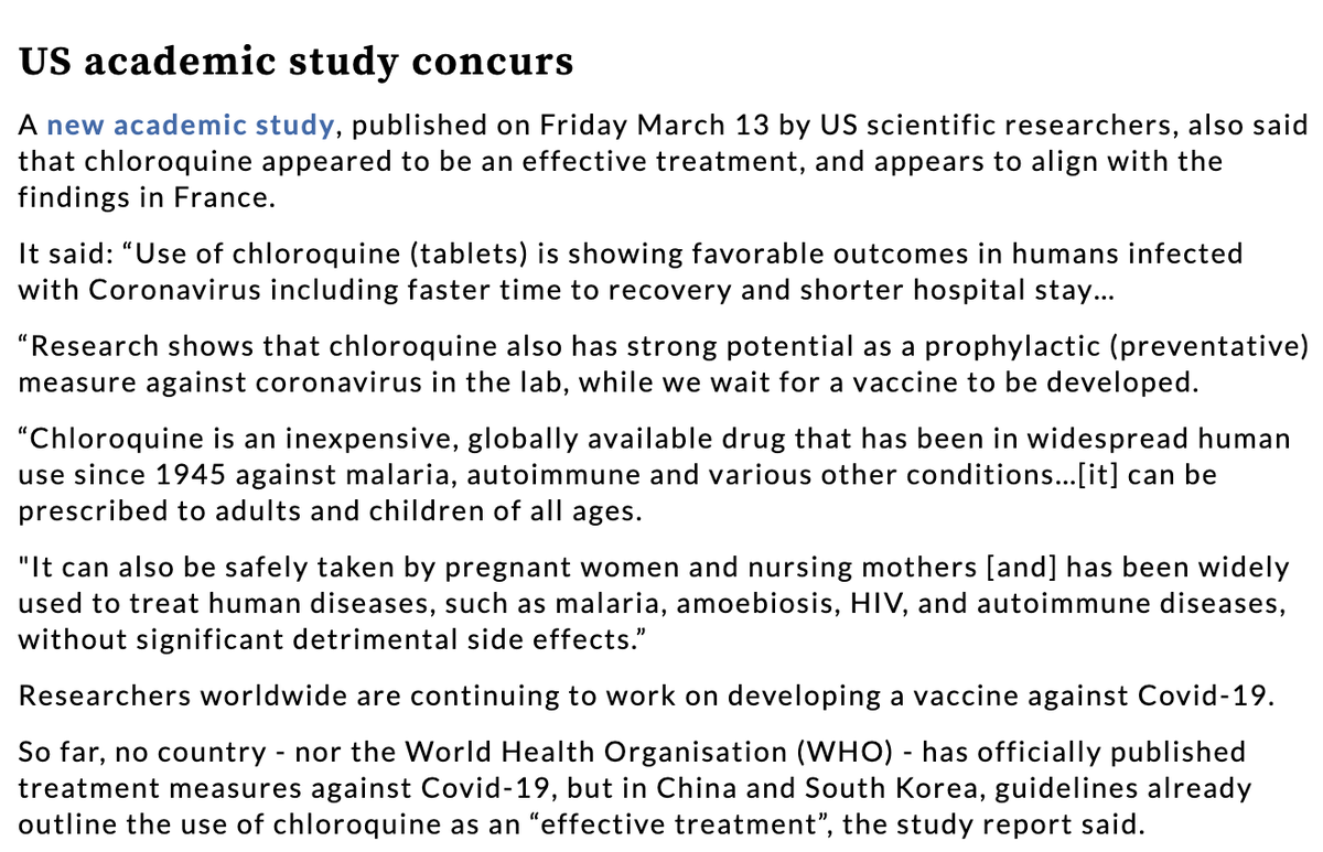 A Thread from @saxena_puru: "Many research papers on Chloroquine curing ...