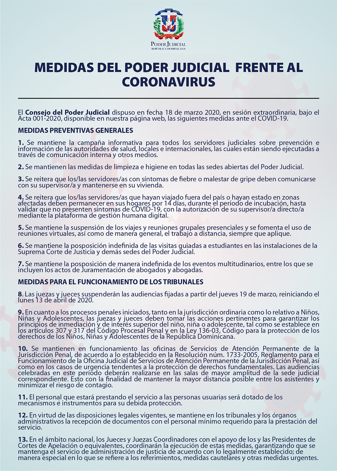 Poder Judicial de la República Dominicana on Twitter: "Aviso importante: Conoce las medidas para ...