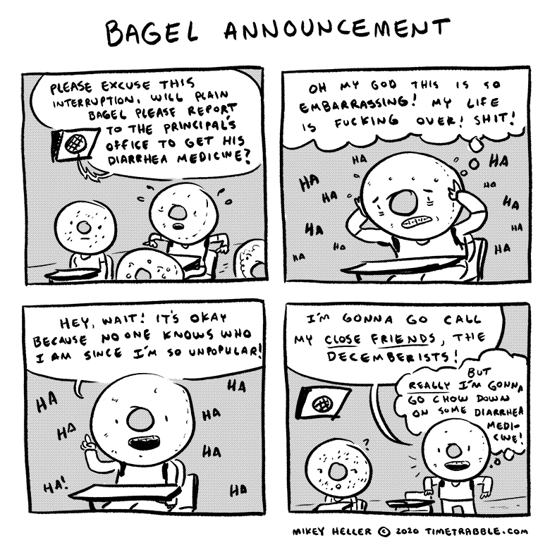 「i drew a comic about a plain bagel, and the plain bagel goes」Mikey Hellerの漫画