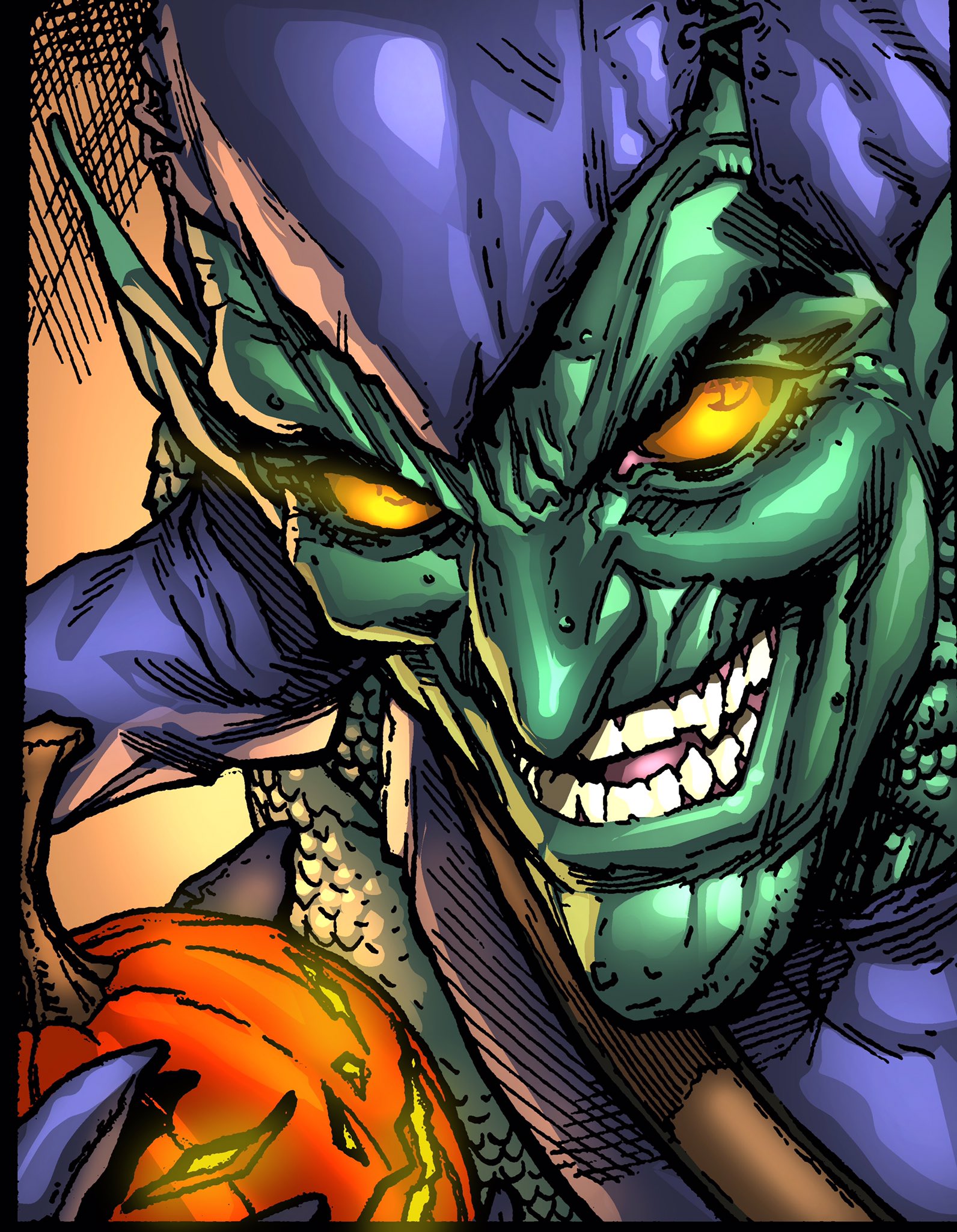 Green Goblin Face Drawing