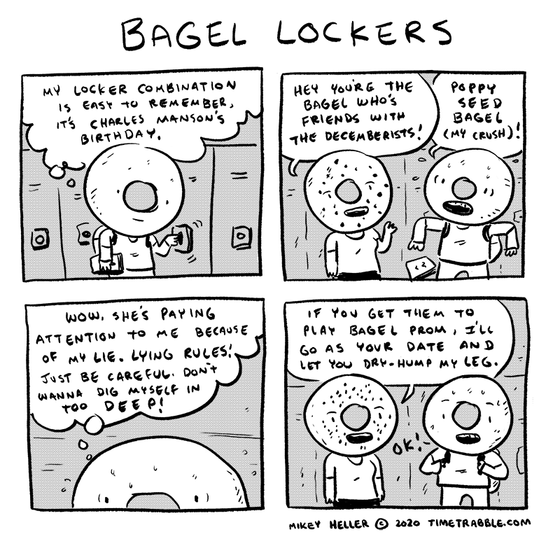 「i drew a comic about a plain bagel, and the plain bagel goes」Mikey ...