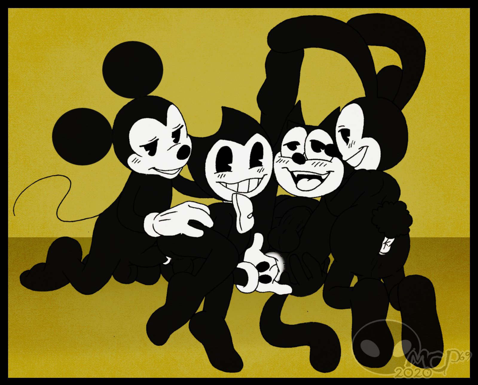 CherryPoppin⚠️🔞🆖️ on Twitter: "Redraw - A toon 4 way - Mickey, Bendy, Oswald, and Felix #nsfw ...