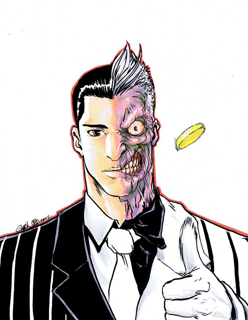 Two Face Drawing With Coin