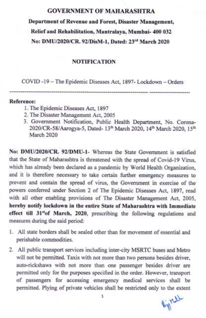 Pimpri Chinchwad Police on Twitter: "COVID-19 Lockdown Orders by Government Of Maharashtra ...