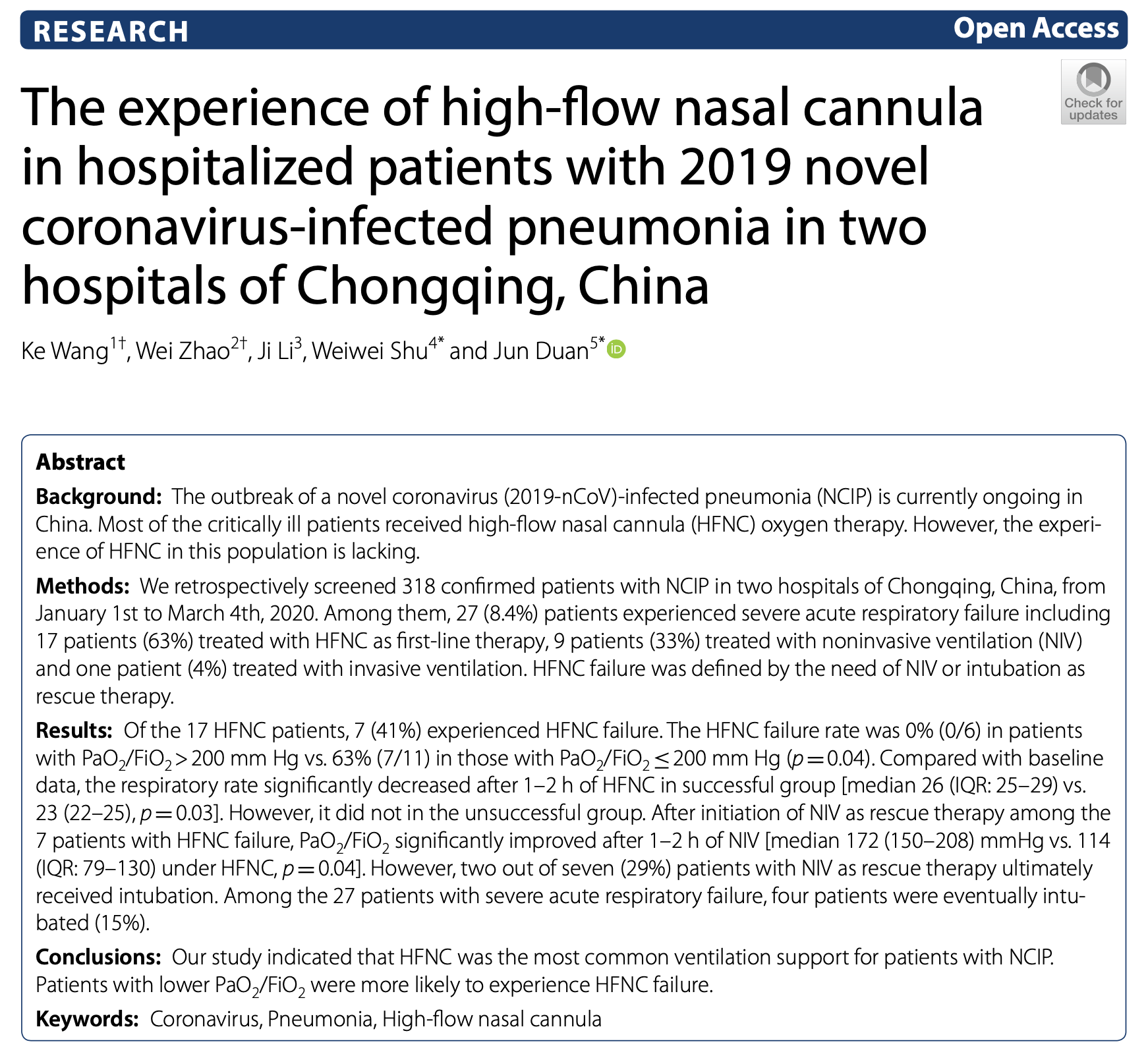 Salim R. Rezaie, MD on Twitter: "318 patients screened 27 (8.4%) received HFNC/NIV HFNC 1st Line ...