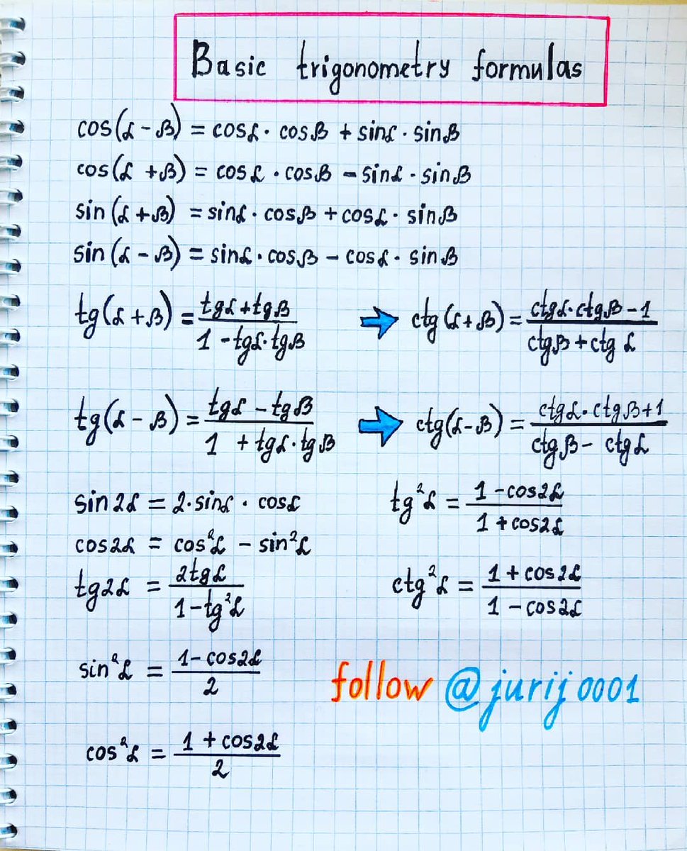 Basic Trigonometry Formulas