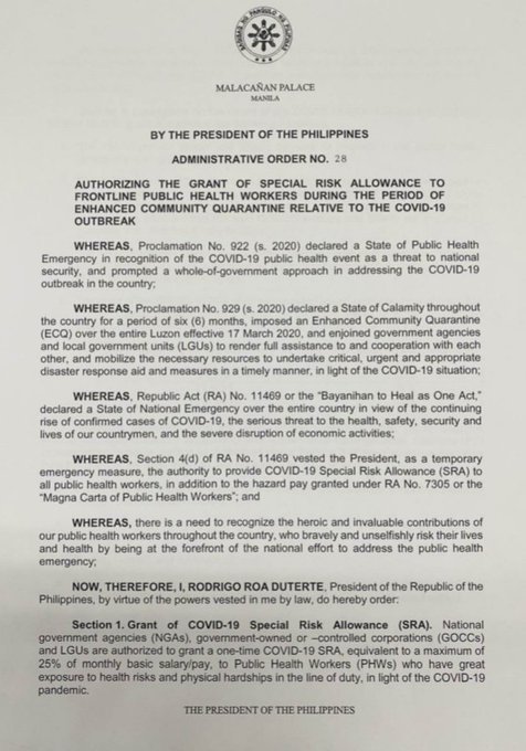 Phil News Agency on Twitter: "READ | President Rodrigo Duterte issues ...