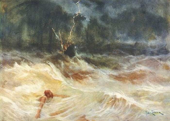 Poseidon Destroying Odysseus Raft