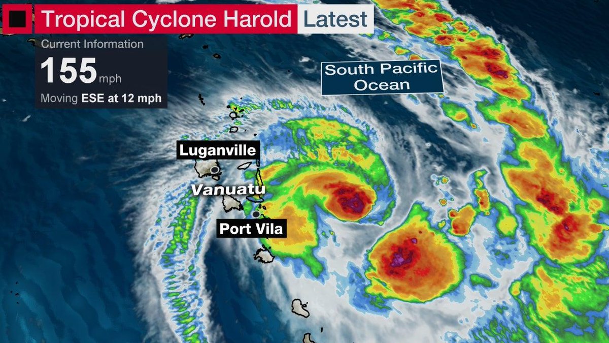 Tropical Cyclone Harold hammers Vanuatu as a Category 5 and will pass ...