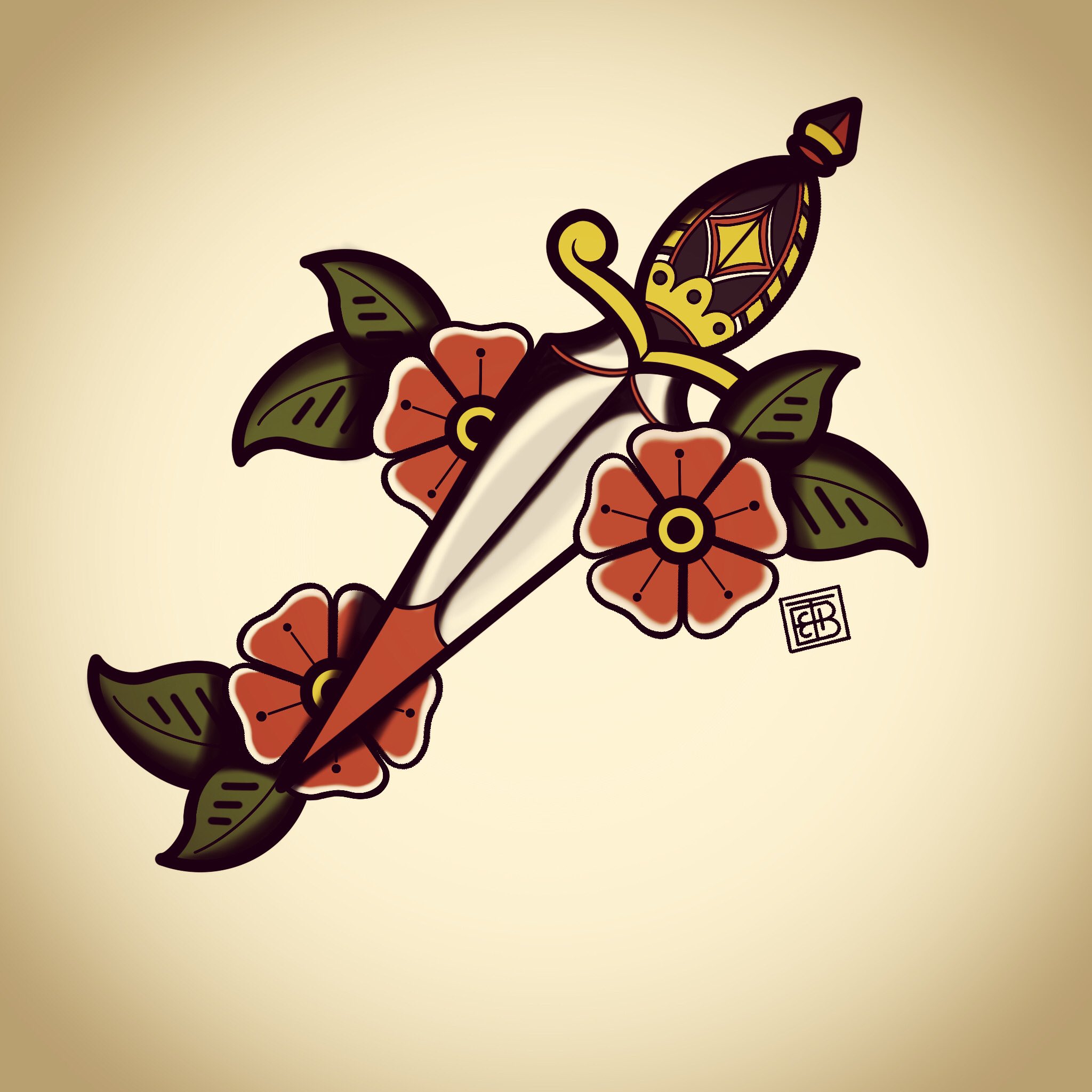 American Traditional Tattoos Dagger