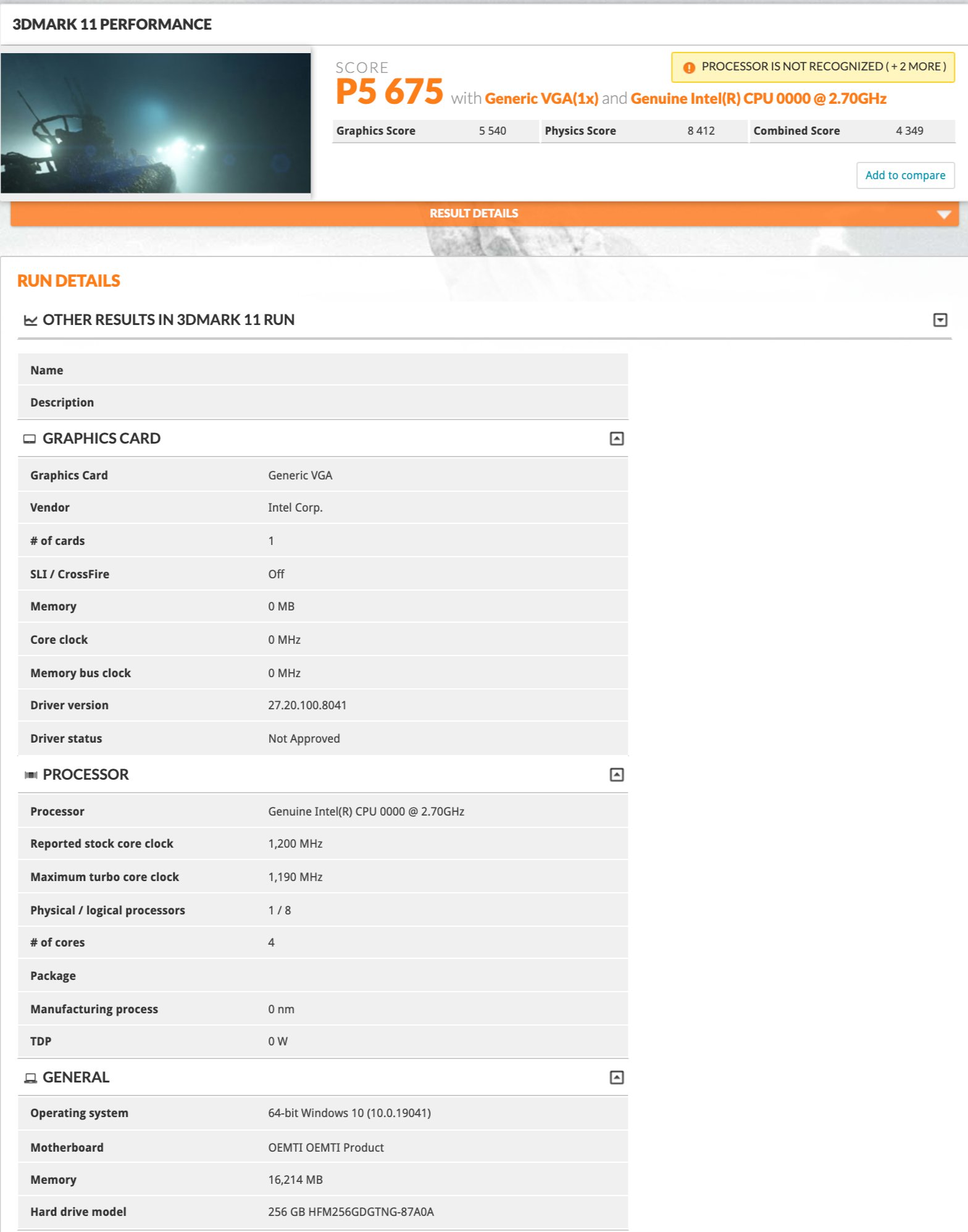 3dmark 11 Scores