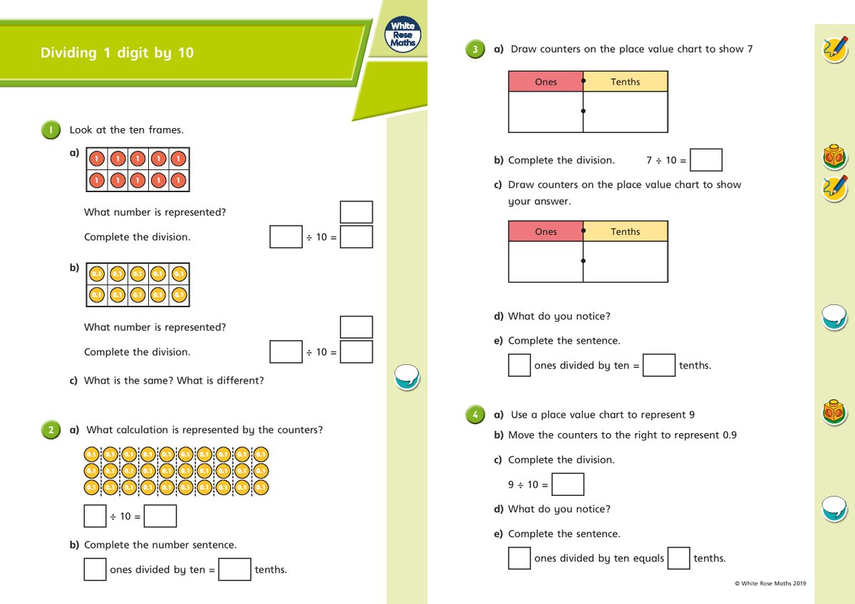 White Rose Maths on Twitter: "4️⃣ Year 4 will be dividing 1 digit by 10 ...