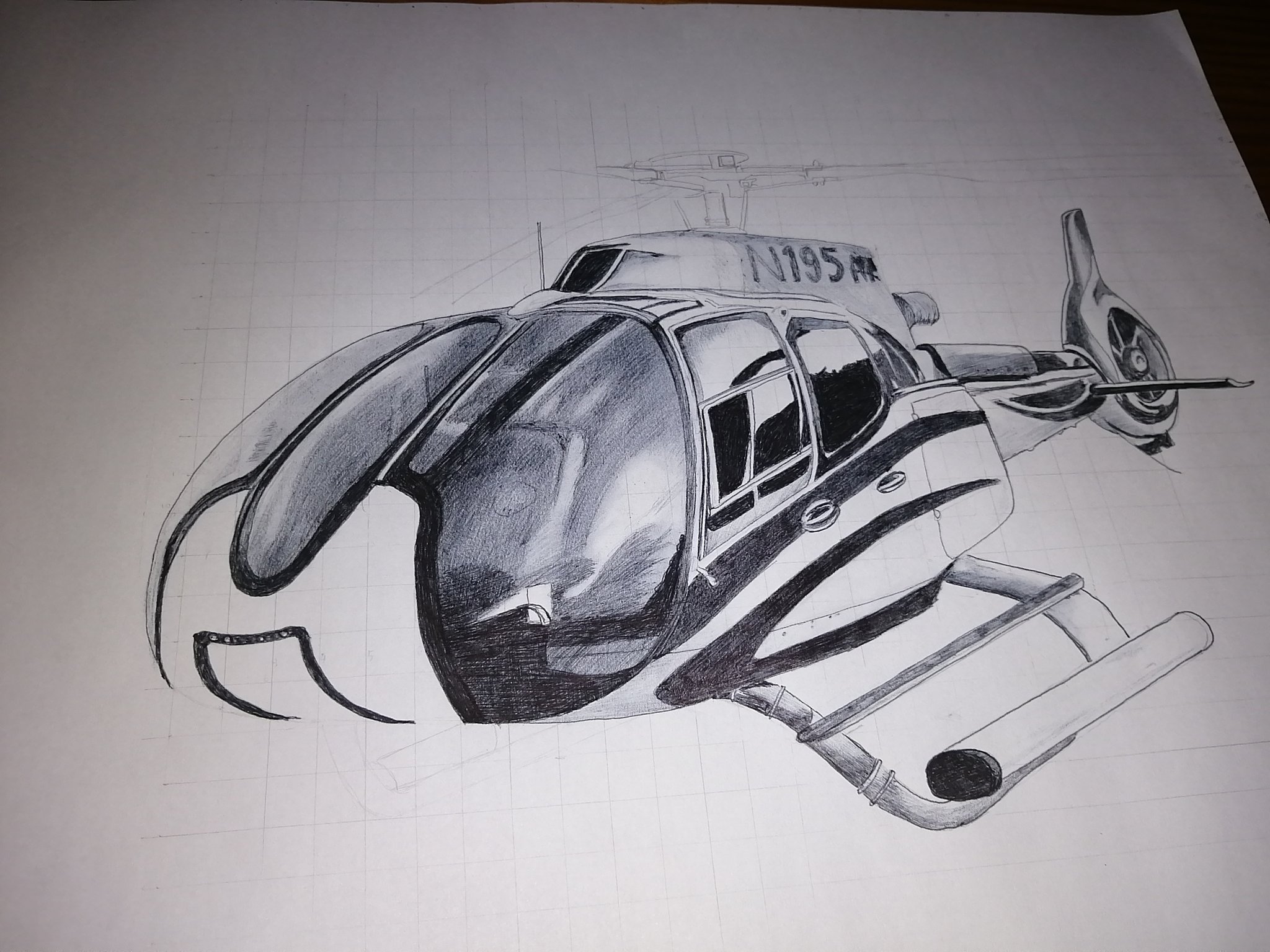Helicopter Pencil Drawing