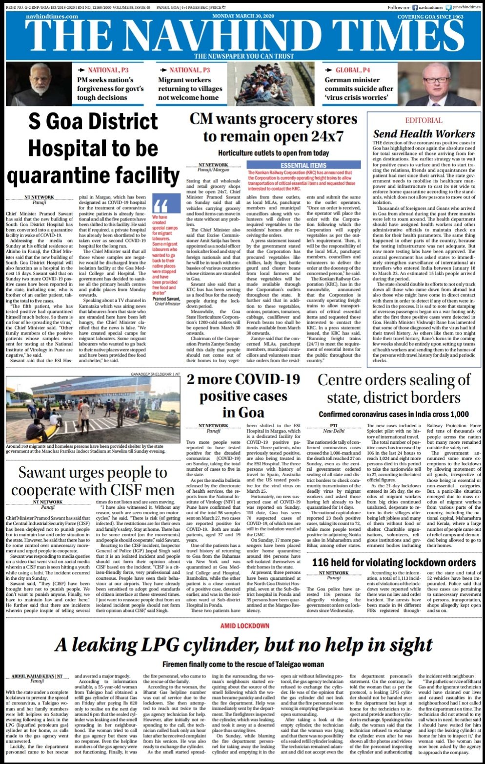 temporal Fracaso Acelerar navhind times goa newspaper Cubo Consistente ...