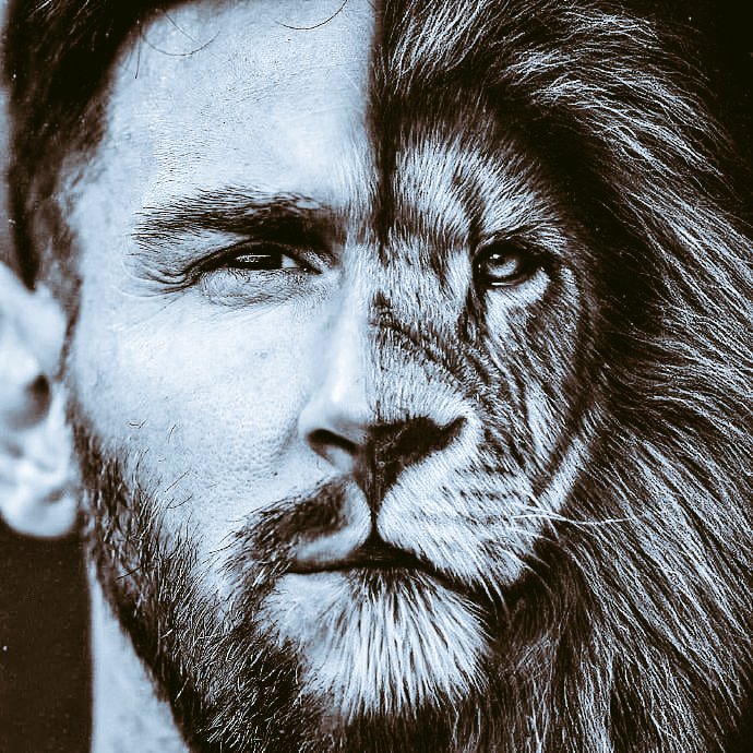 Half Human Half Lion Face