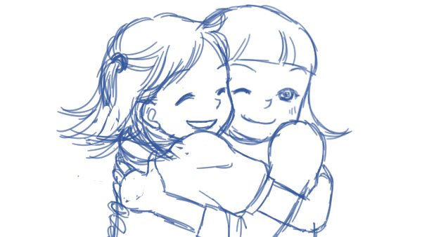 Two Best Friends Hugging Drawing