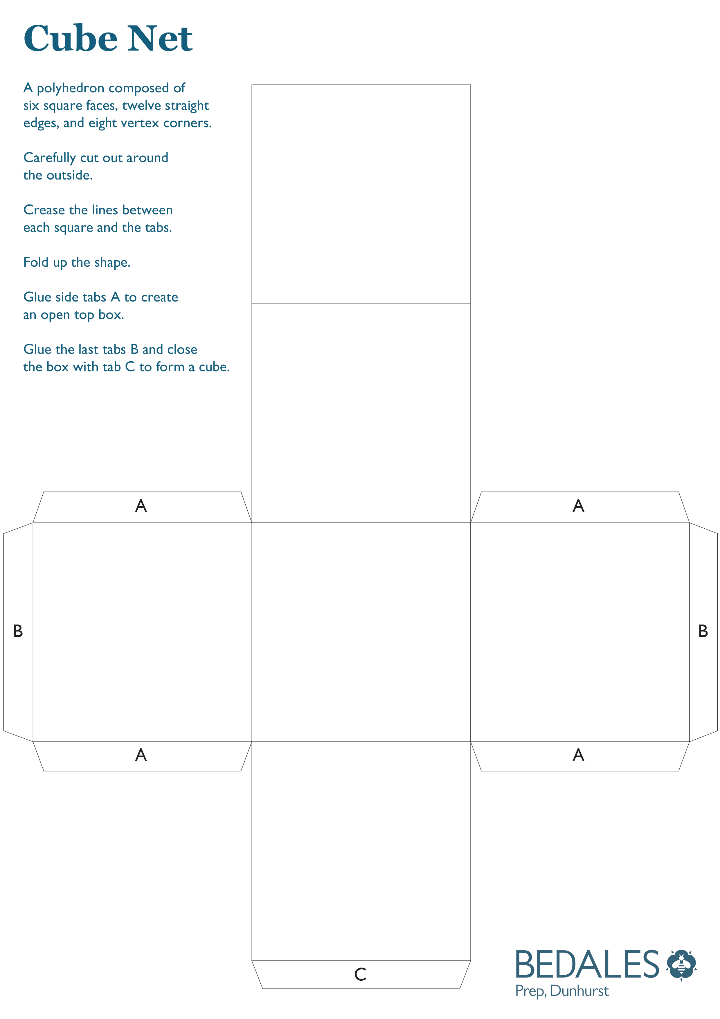 Cube Net Template With Tabs