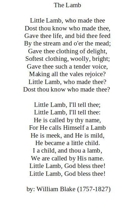 qwizbowl on Twitter: ""The Lamb" and "The Tyger" are well known poems ...