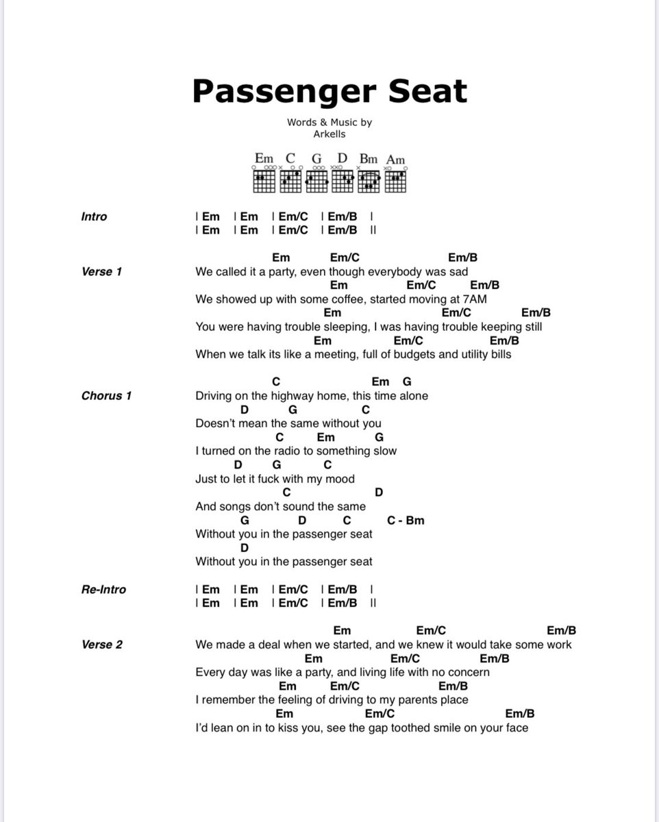 Passenger Seat Guitar Chords