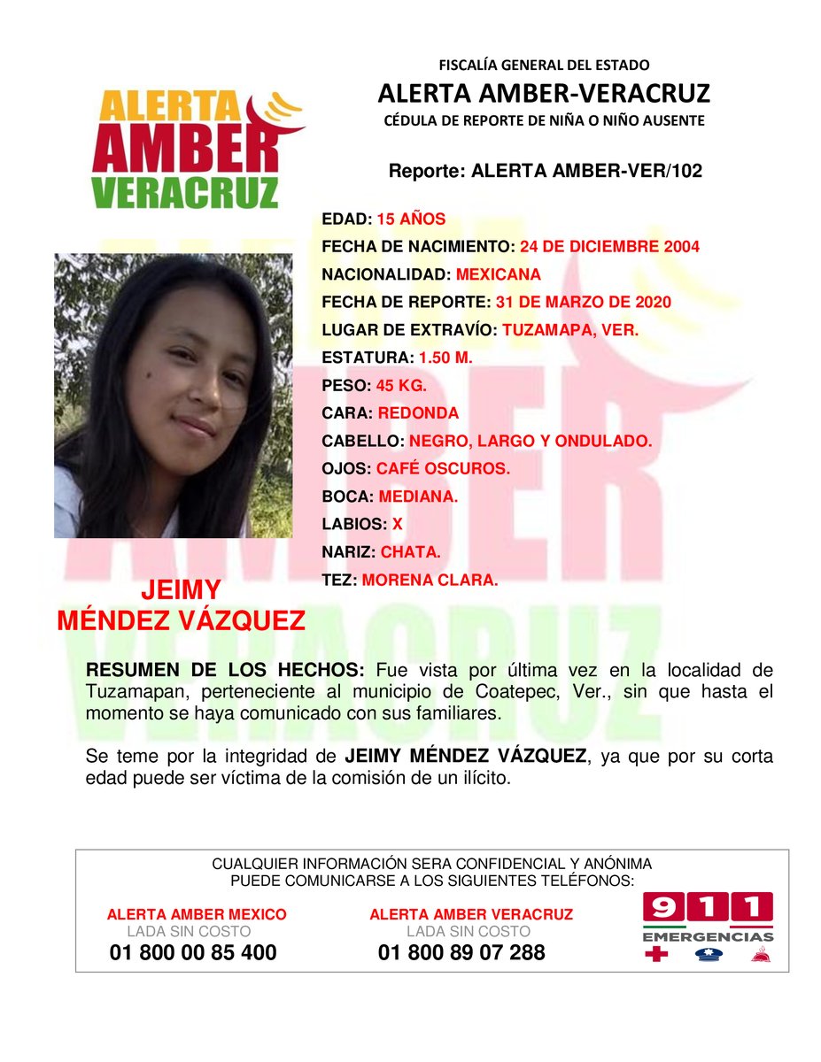 Alerta Amber On Twitter Alertaamberver Para La Búsqueda De Jeimy