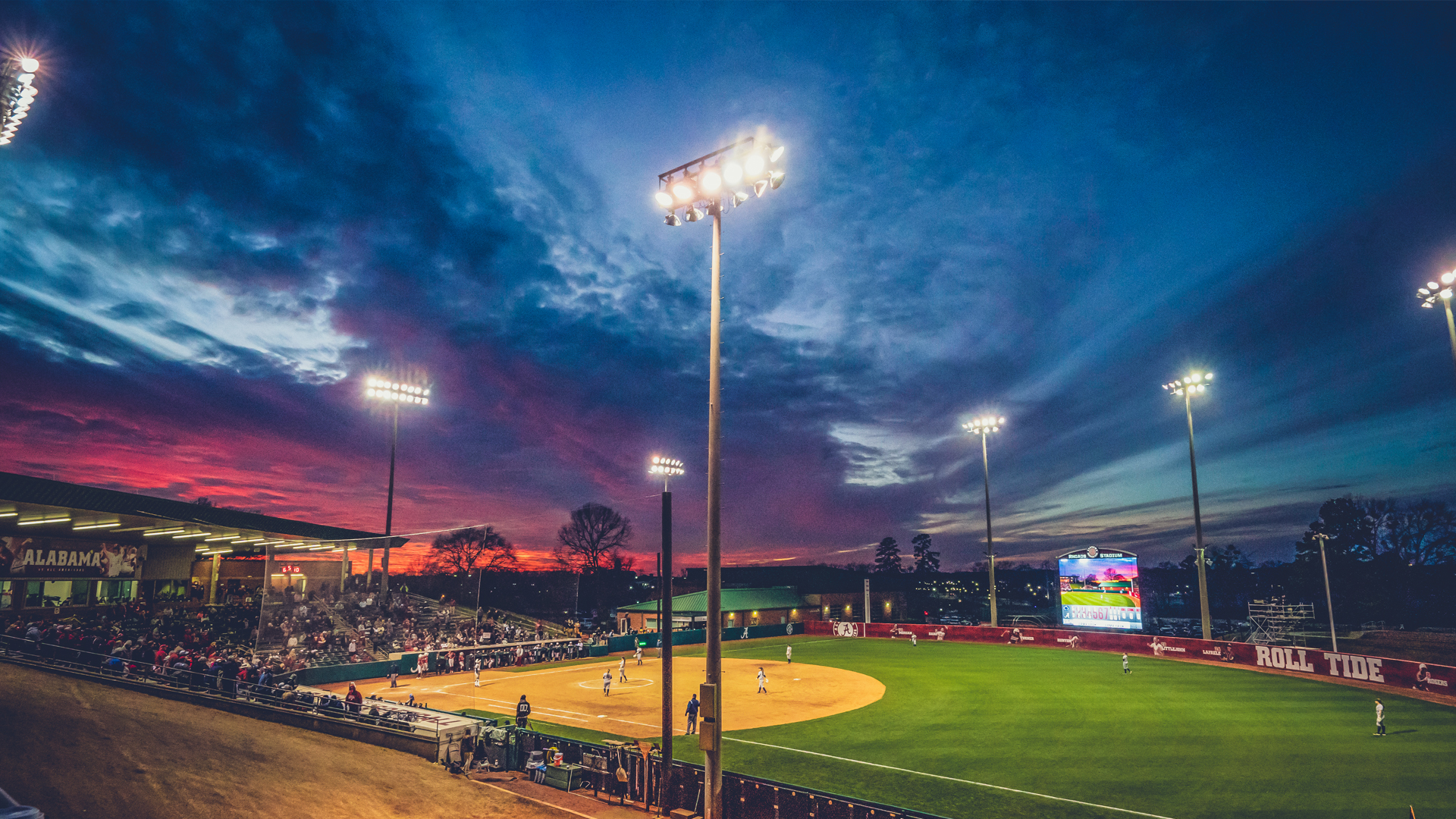 Softball Field At Night Backgrounds