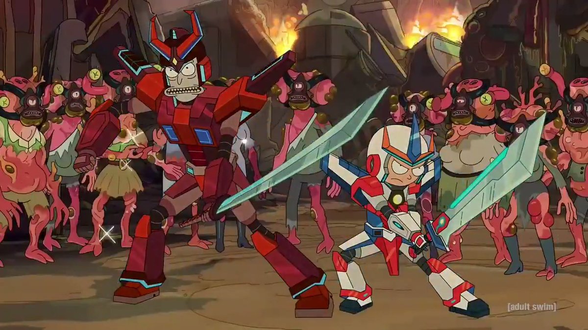 Rick and Morty do battle as robotic samurai, face a giant arctic wolf ...