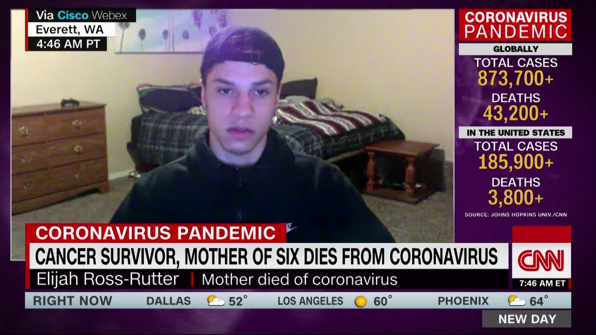 Elijah Ross-Rutter said goodbye to his mother, who died of coronavirus ...