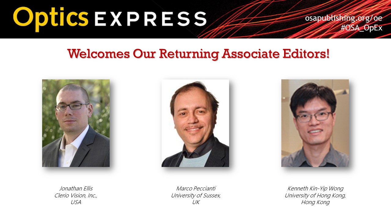 Optica Publishing Group on Twitter: "This #WelcomeNewEditorsWednesday ...