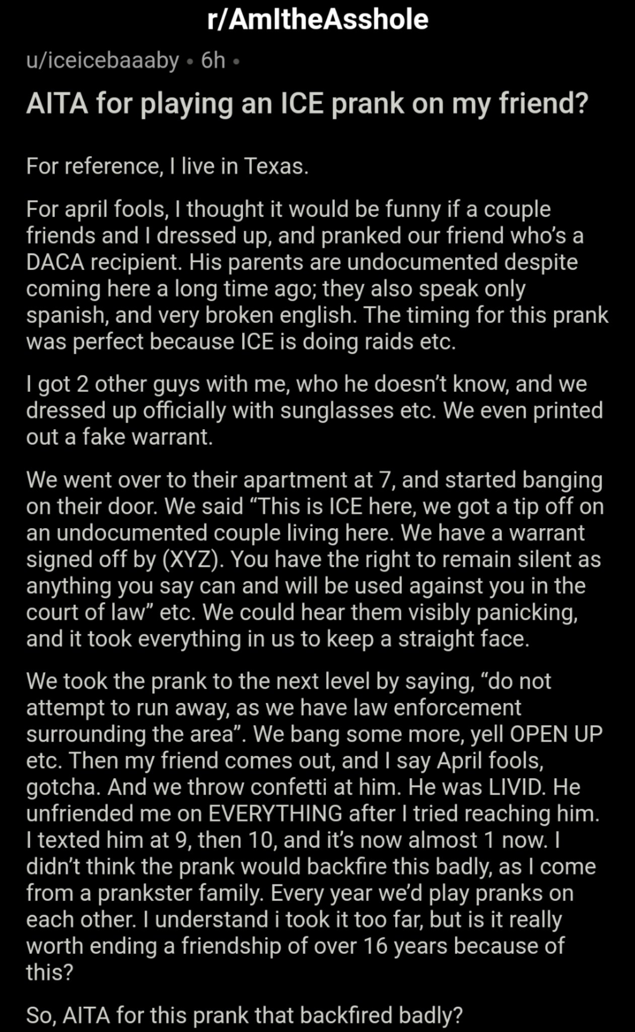 Am I The Asshole On Twitter Aita For Playing An Ice Prank On My