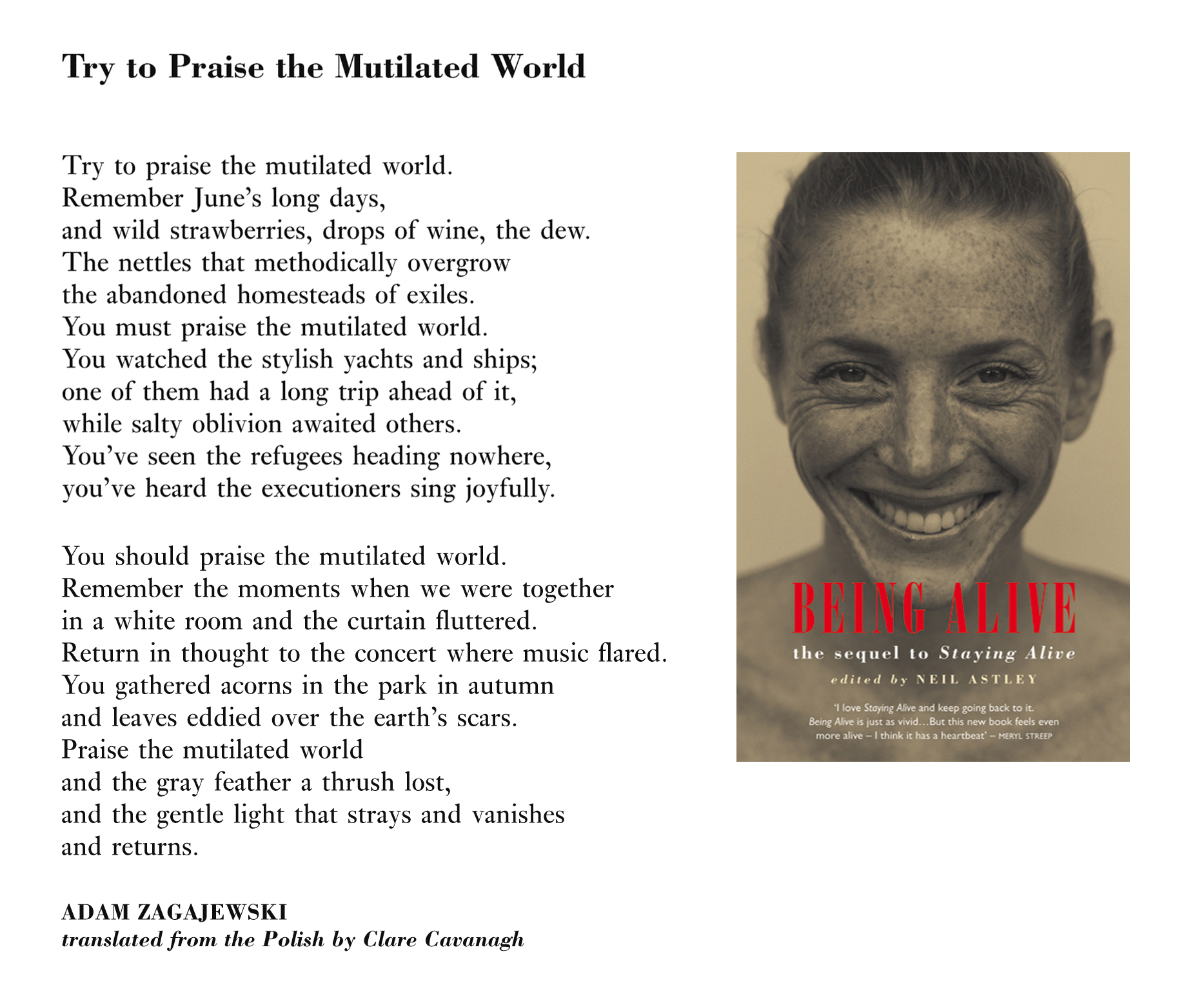 Zagajewski Quotes Adam Zagajewski Poetry Readings: 'Try To Praise A