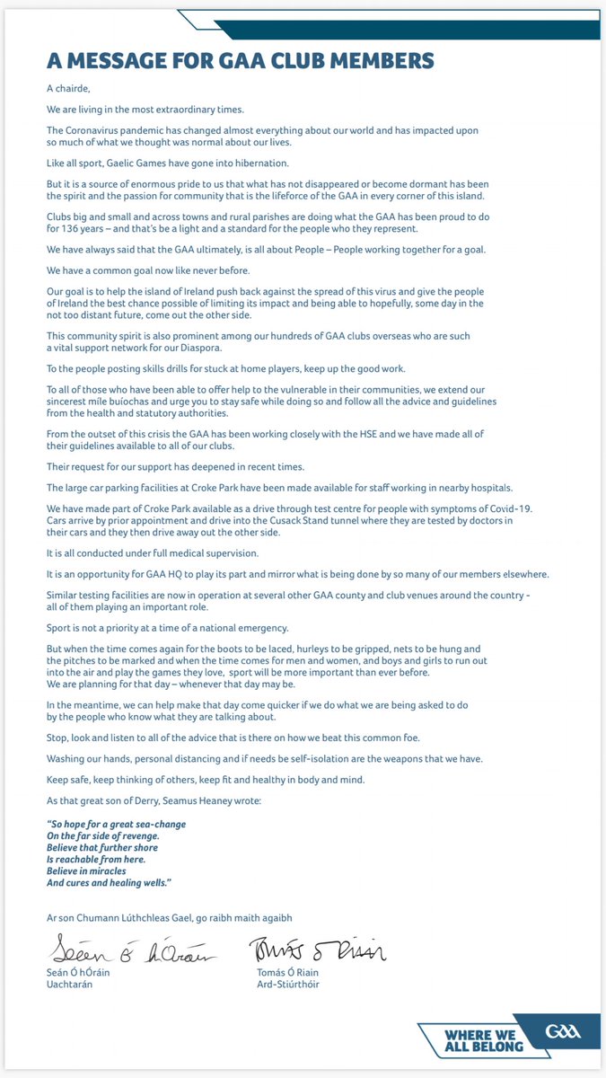 A Message for GAA Club Members - Kilkenny GAA