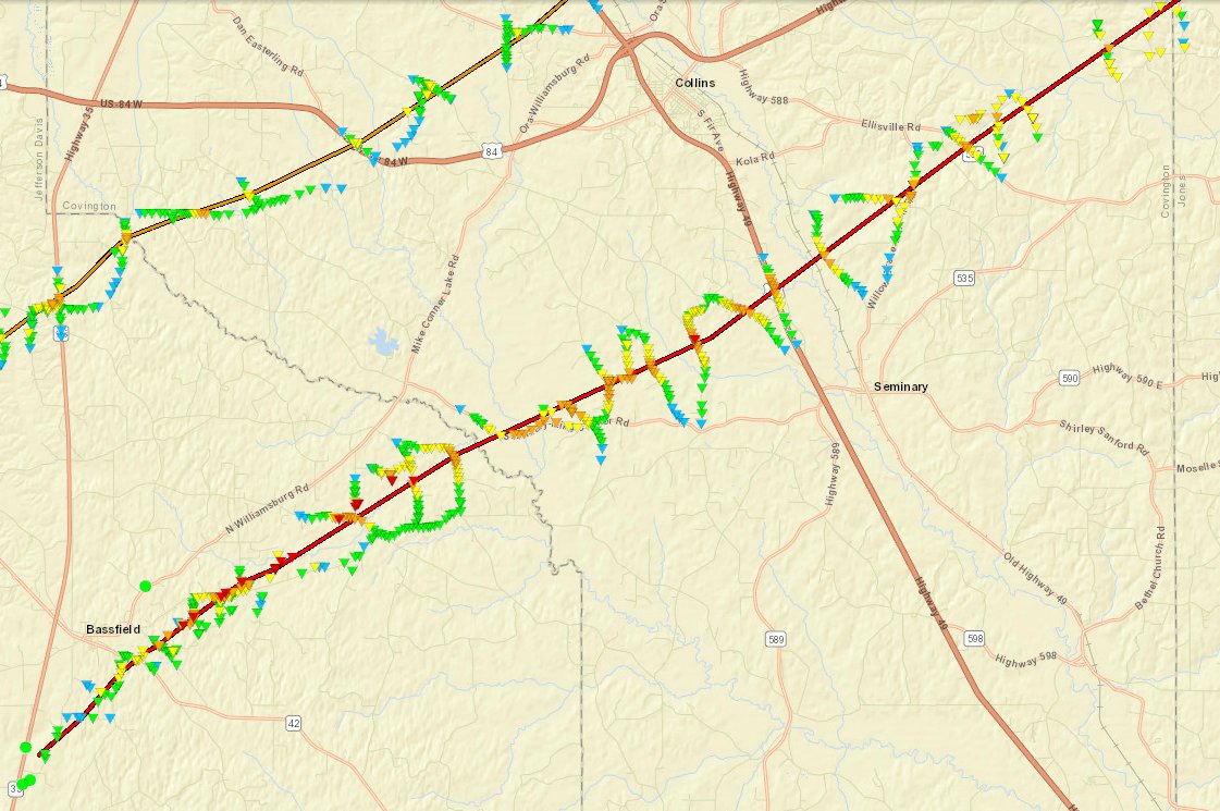Damage path and damage points from the Bassfield/Covington County/Soso ... Damage path and damage points from the Bassfield/Covington County/Soso ...