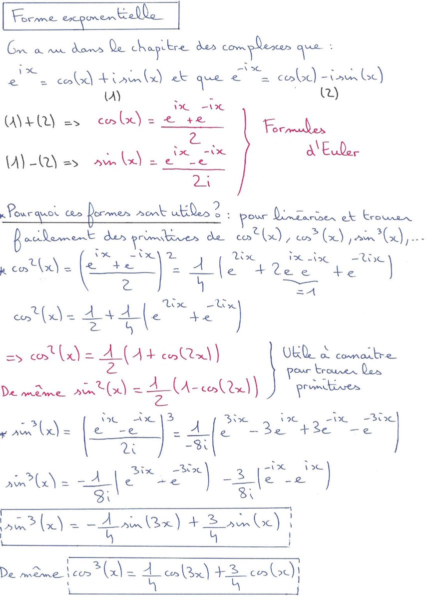 primitive exponentielle complexe
