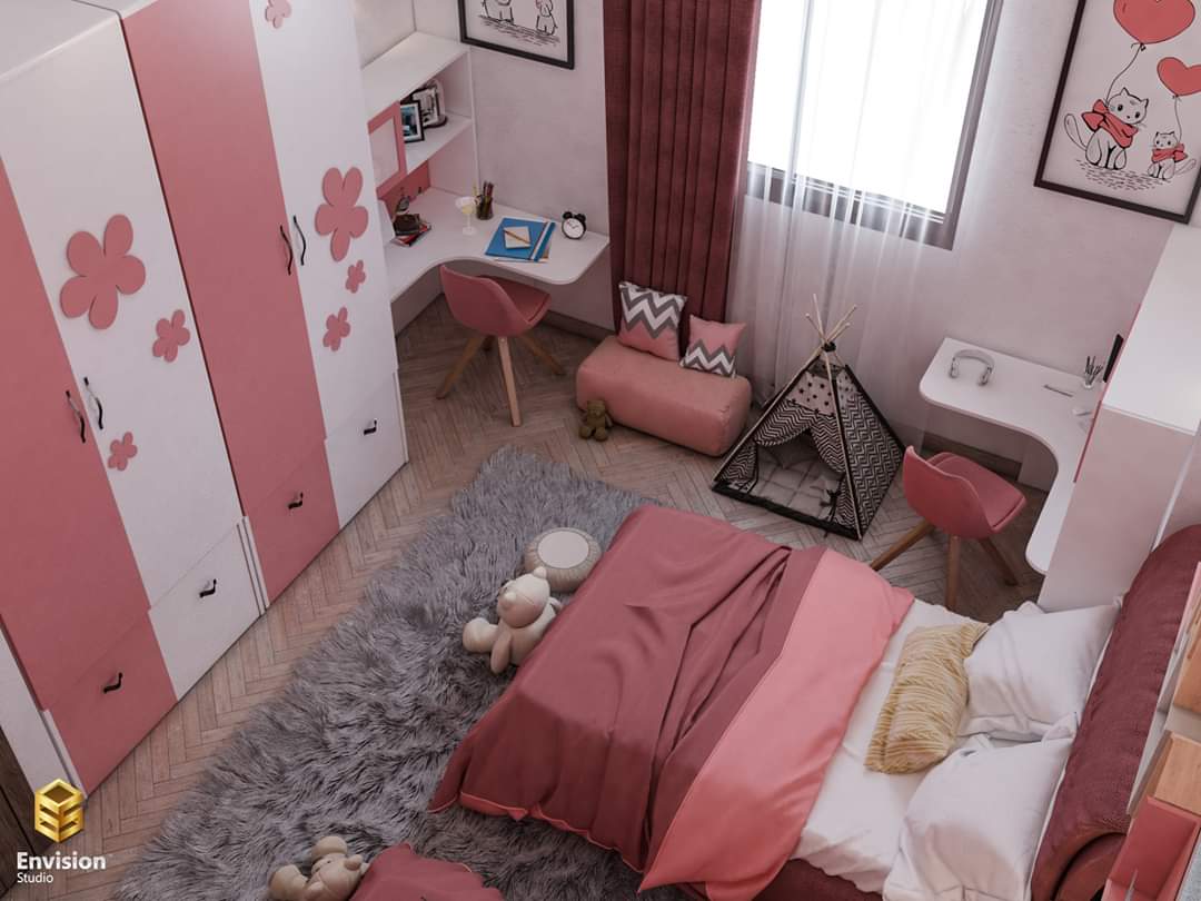 Envision Studio on Twitter: "Our Design For Modern Girls Bedroom in New Cairo 🌸🌸 Contact us ...