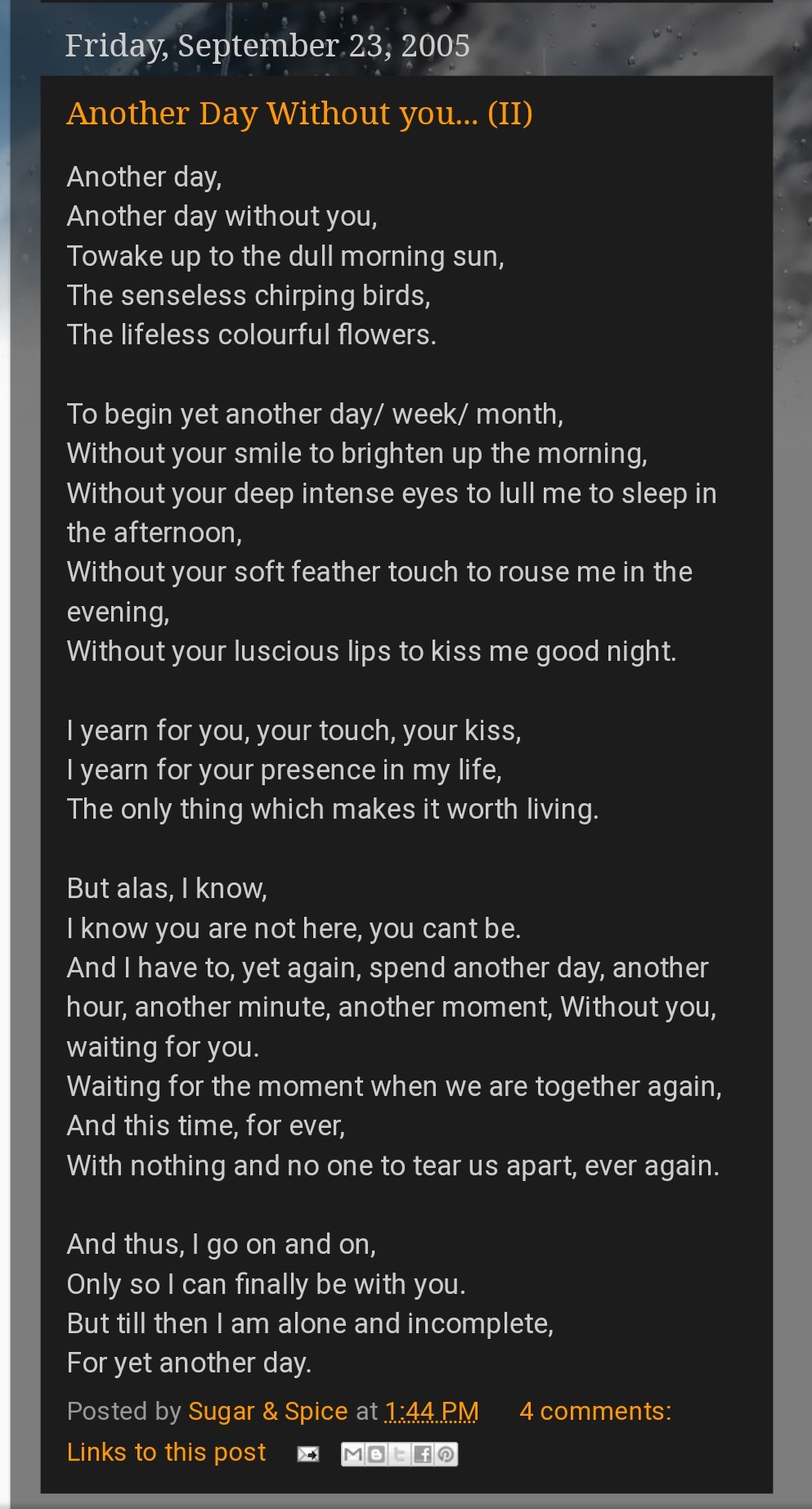 Feeling Lonely Without You Poems