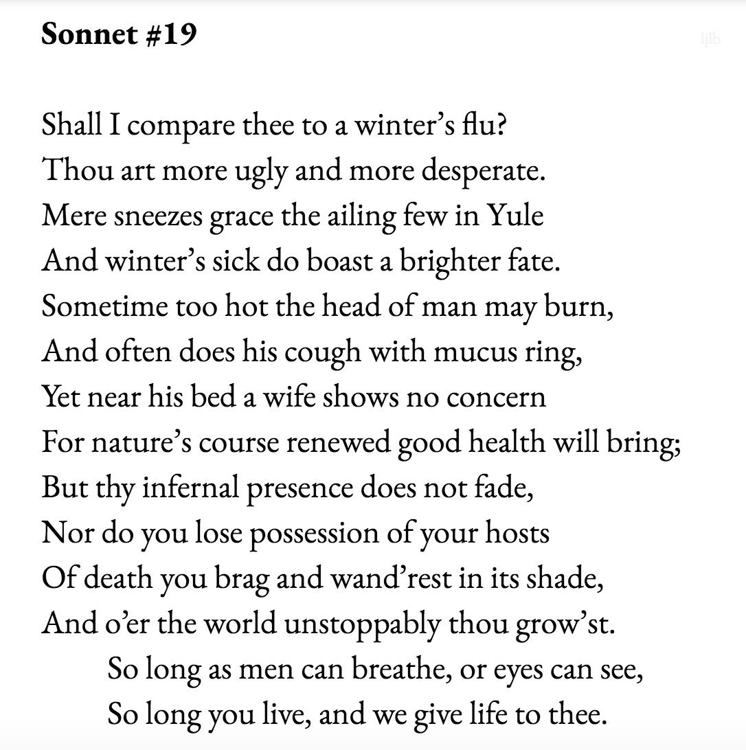 tobymather on Twitter: "My friend re-wrote Shakespeare's Sonnet 18 into ...