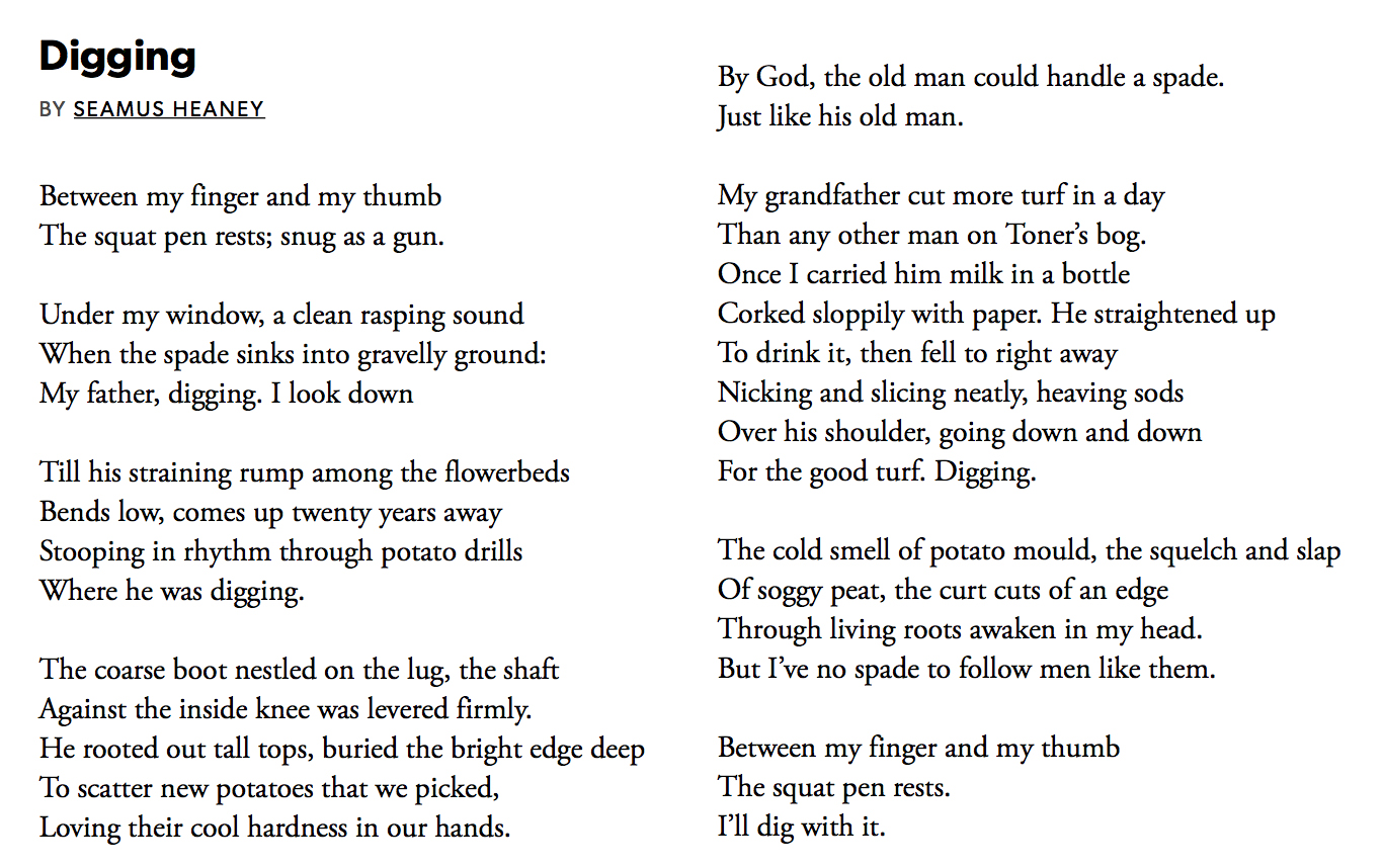 Digging Seamus Heaney Seamus Heaney. Seamus Heaney Born In Northern