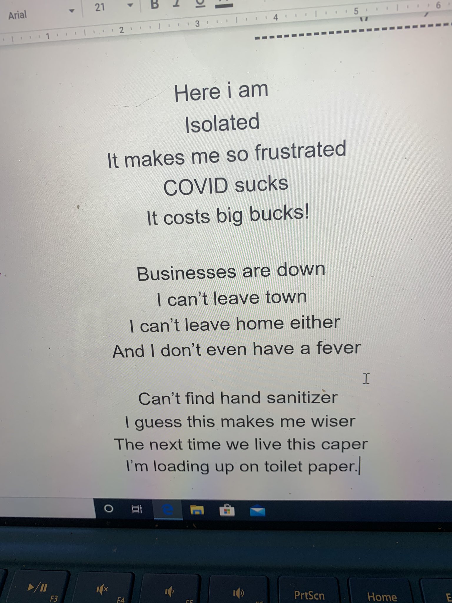 Landry Burdine on Twitter: "Son was asked to write a COVID poem for ...