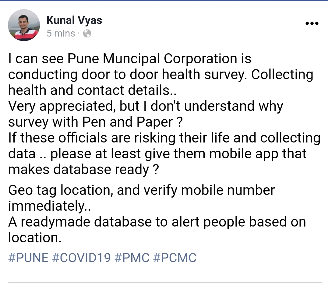 Kunal Vyas on Twitter: "Just collect mobile numbers and tag location. Even health details can be ...