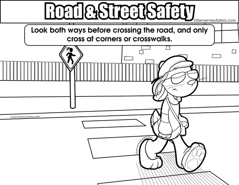 Street Crossing Safety Coloring Pages